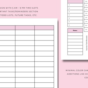 D1 Weekly Planner Printable PDF Download A4, A5, US Letter pink - Etsy