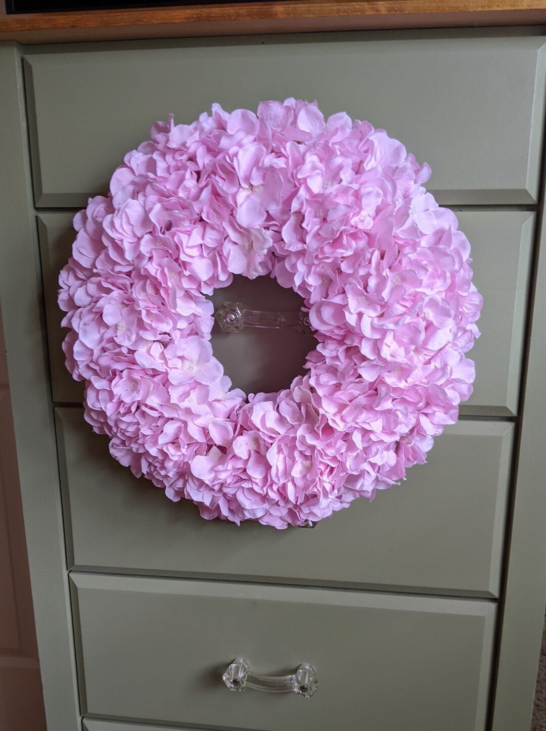 Pink Hydrangea Wreath, Spring- Summer Wreath, Baby Shower Wreath, Girls ...