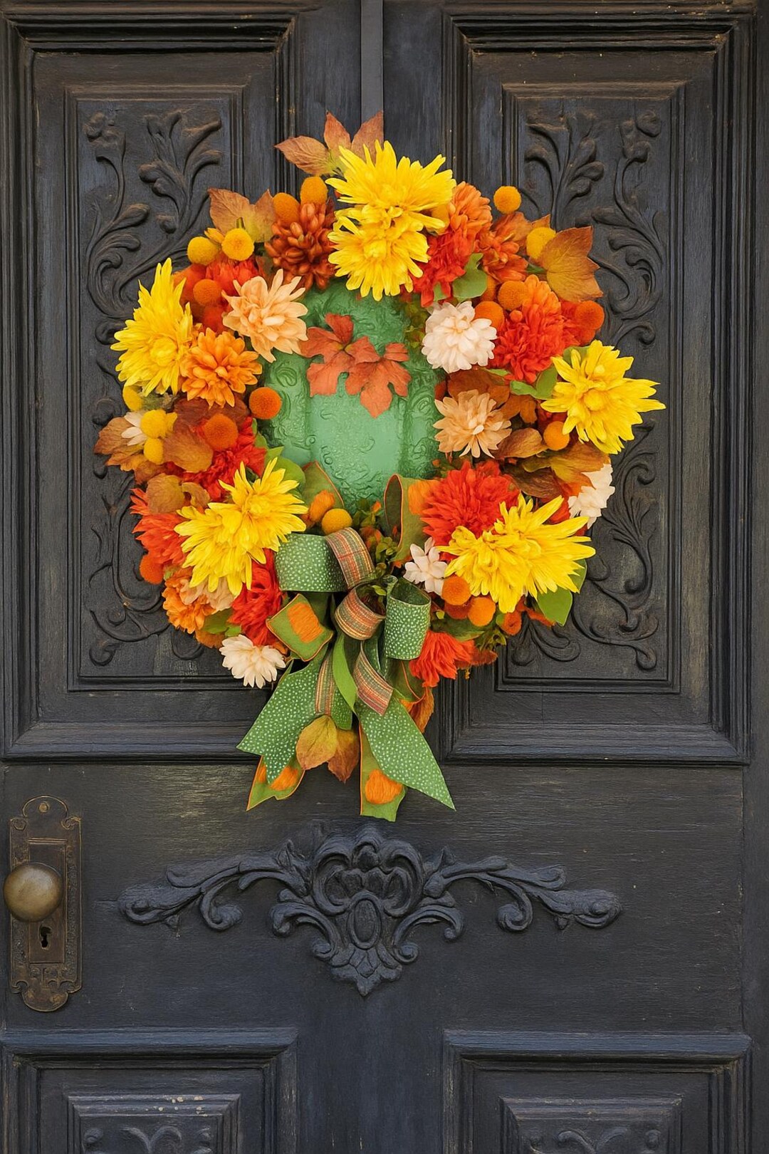Fall Front Door Wreath, Fall Wreath, Fall Flowers Wreath, Farmhouse ...