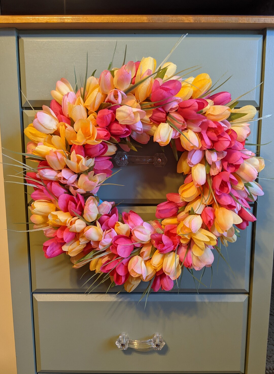 Tulip Wreath, Spring Wreath, Spring Wreath for Front Door, Wreath for ...