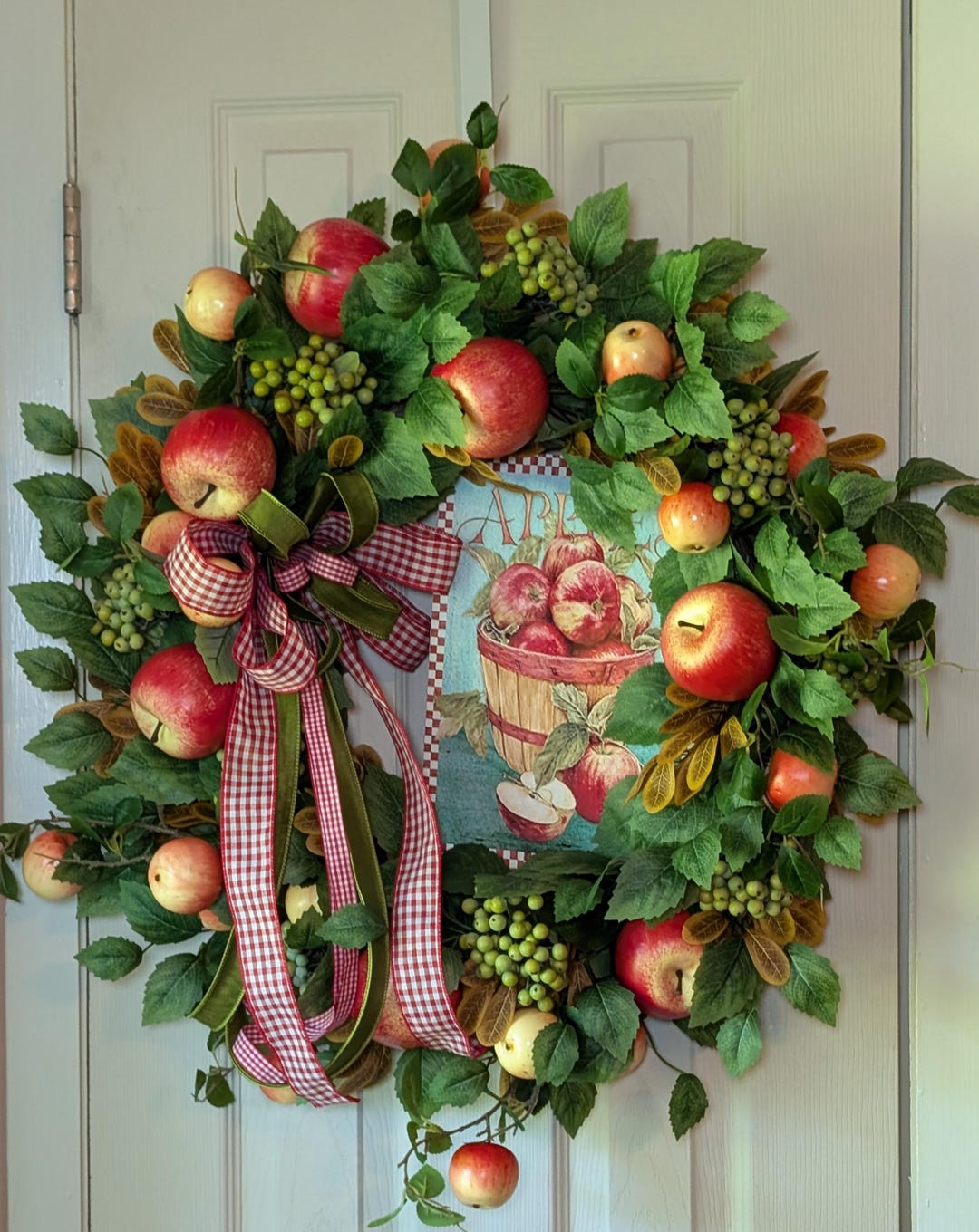 Apple Farmhouse Wreath, Rustic Kitchen Wreath, Red Apples Wreath ...