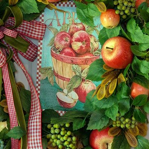 Apple Farmhouse Wreath, Rustic Kitchen Wreath, Red Apples Wreath ...