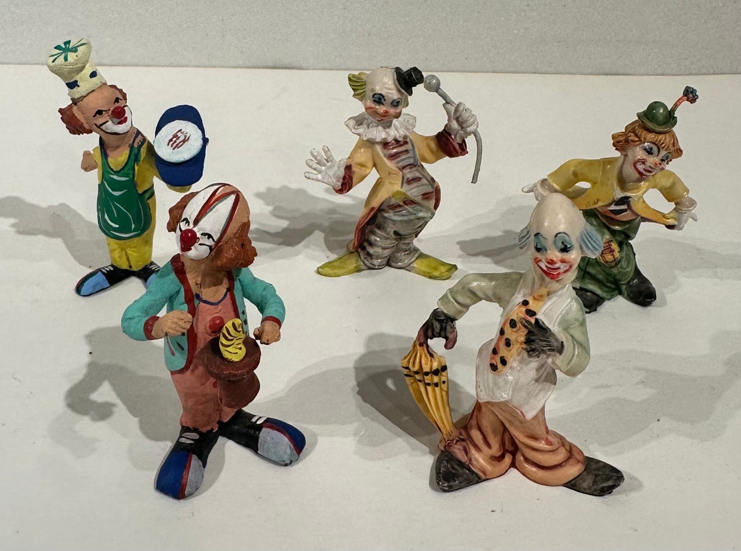 5 Vintage Miniature Clowns Depose Italy Simonetti Fontanini Plastic ...