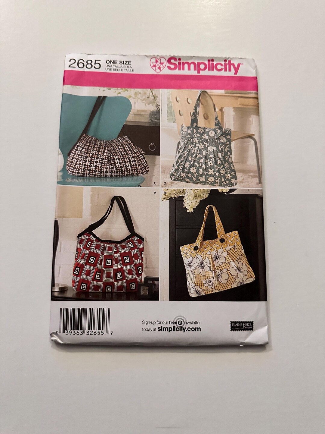 New Simplicity Craft Pattern Bags Totes 4 Styles 4 Sizes #2685 Uncut - Etsy