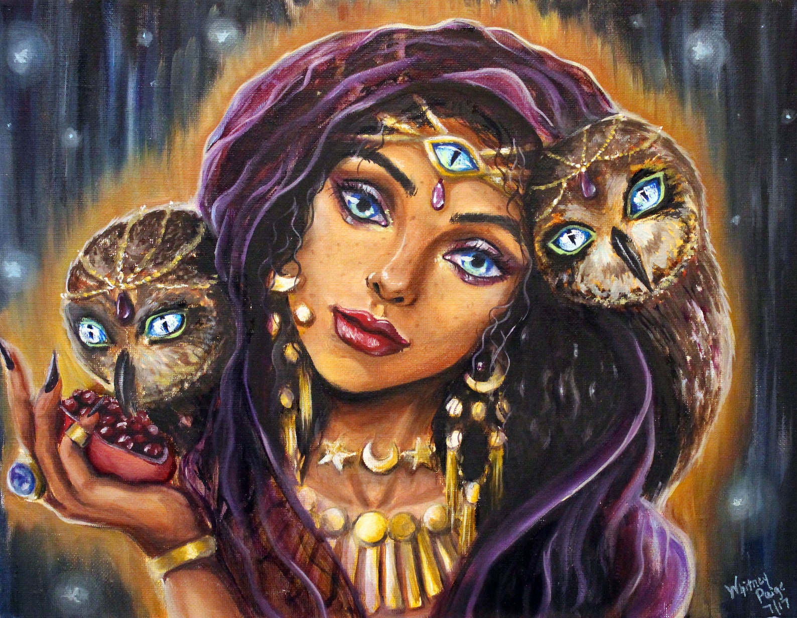 Infinite Wisdom Pop Surrealism Fine Art Print Romani Owl Gypsy Mystical ...