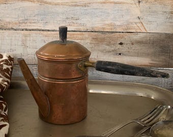 Vintage Copper Coffee Pot With Brass Finial and Removable Lid - Etsy