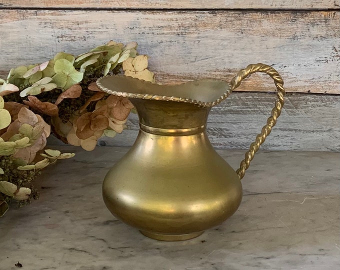 Vintage Brass Pitcher With Patina - Etsy