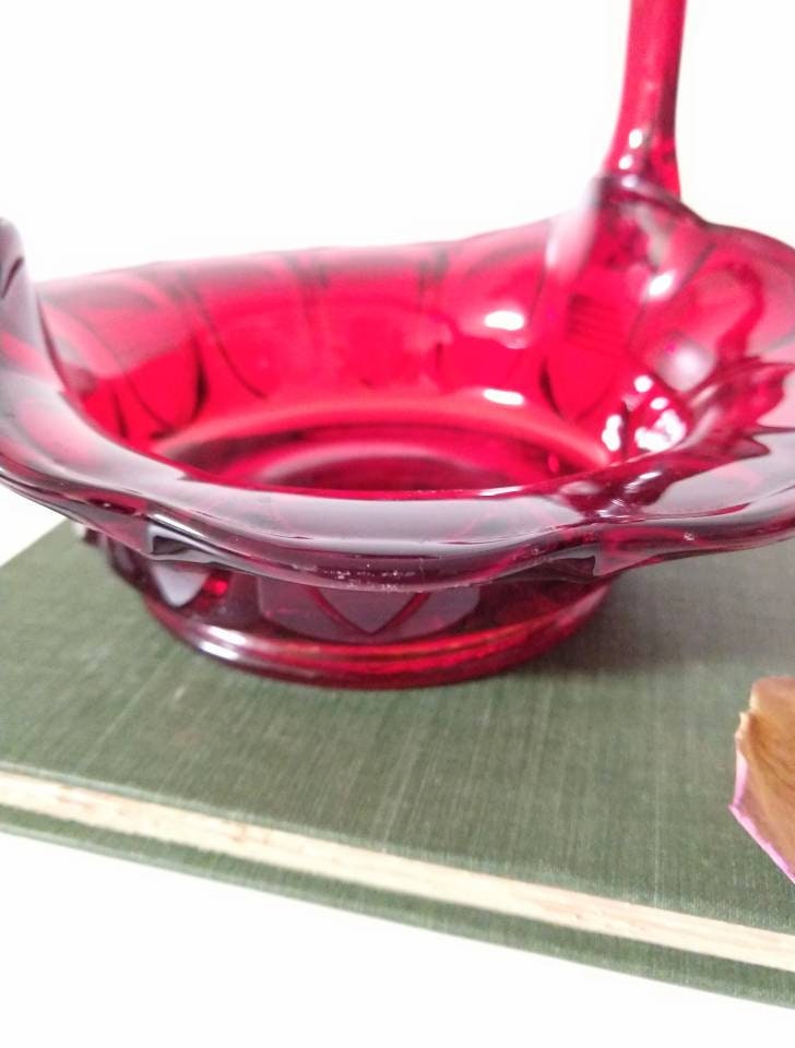 Vintage Fenton Barred Oval Art Glass Basket Ruby Red or - Etsy