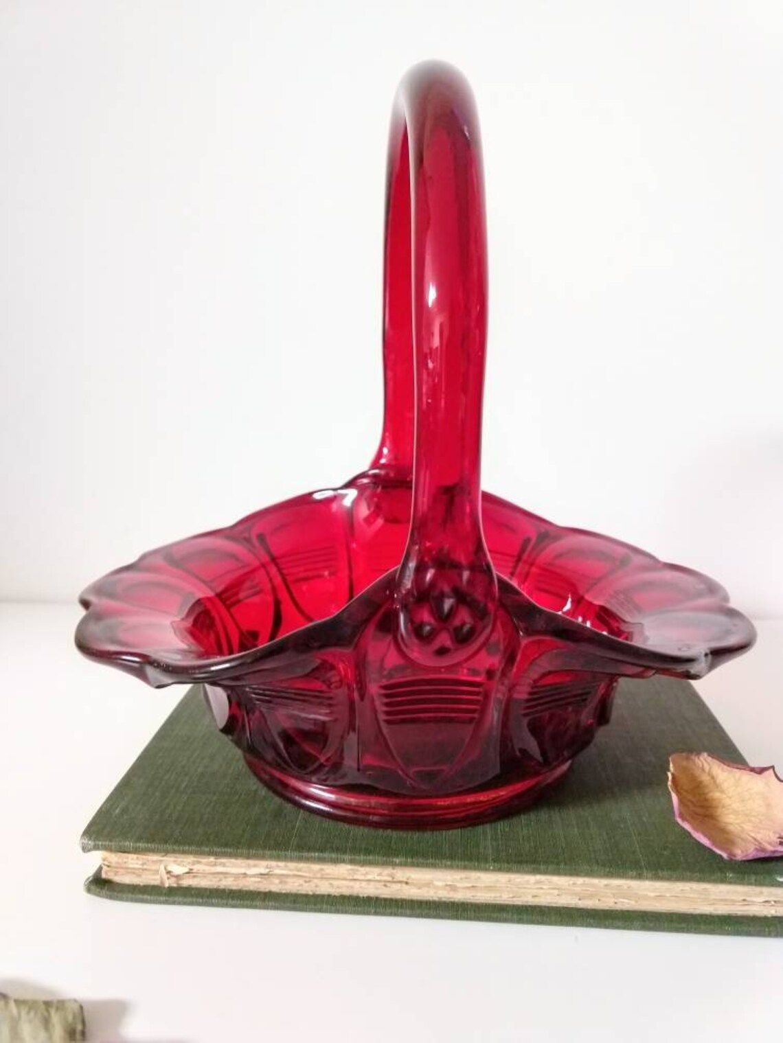 Vintage Fenton Barred Oval Art Glass Basket Ruby Red or - Etsy