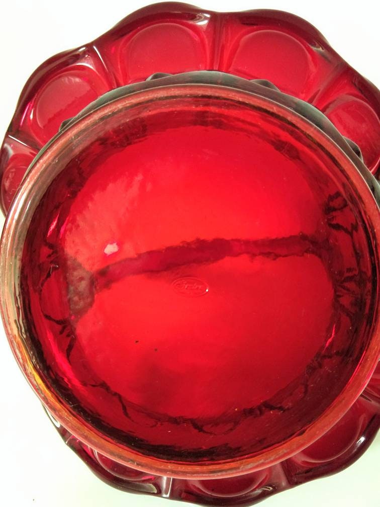 Vintage Fenton Barred Oval Art Glass Basket Ruby Red or - Etsy