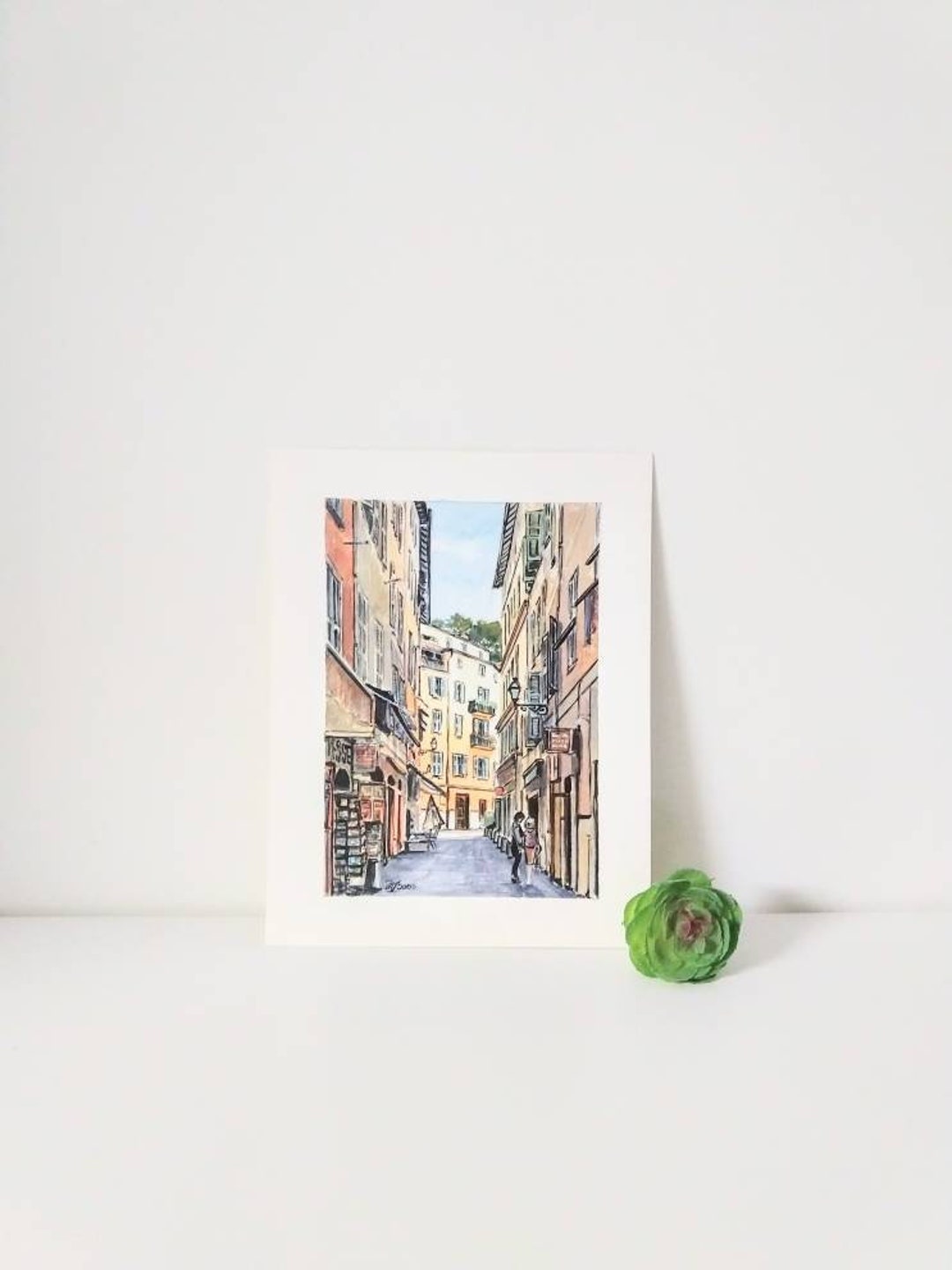 Original Marcel Boos Watercolor Cityscape Painting City of Nice, France ...