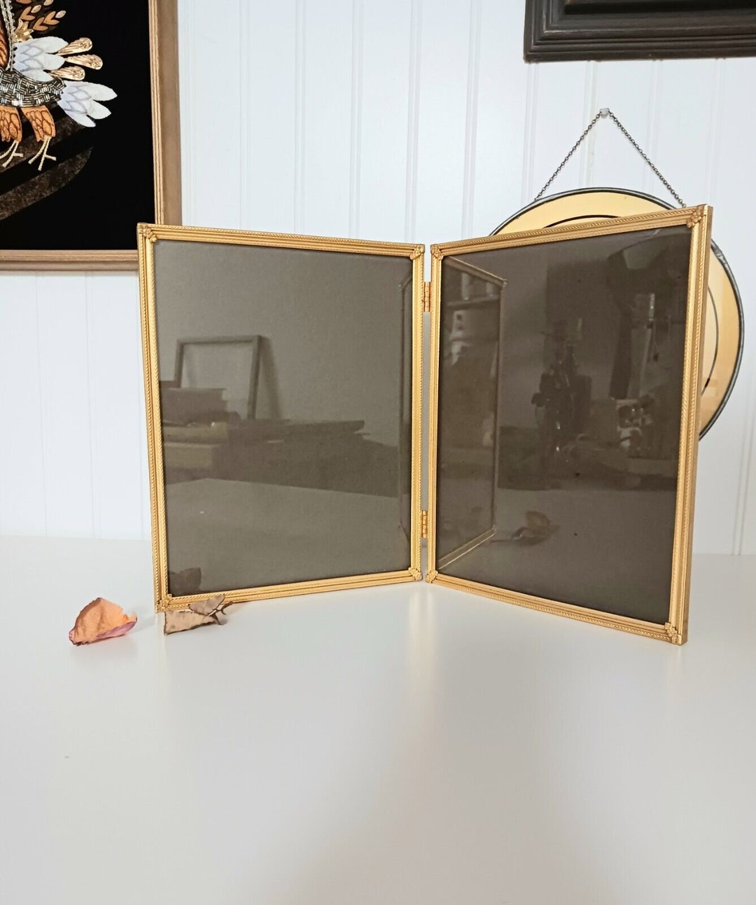 Vintage Brass Bi-fold 8x10 Photo Frame Hinged Doubled Picture Frame - Etsy