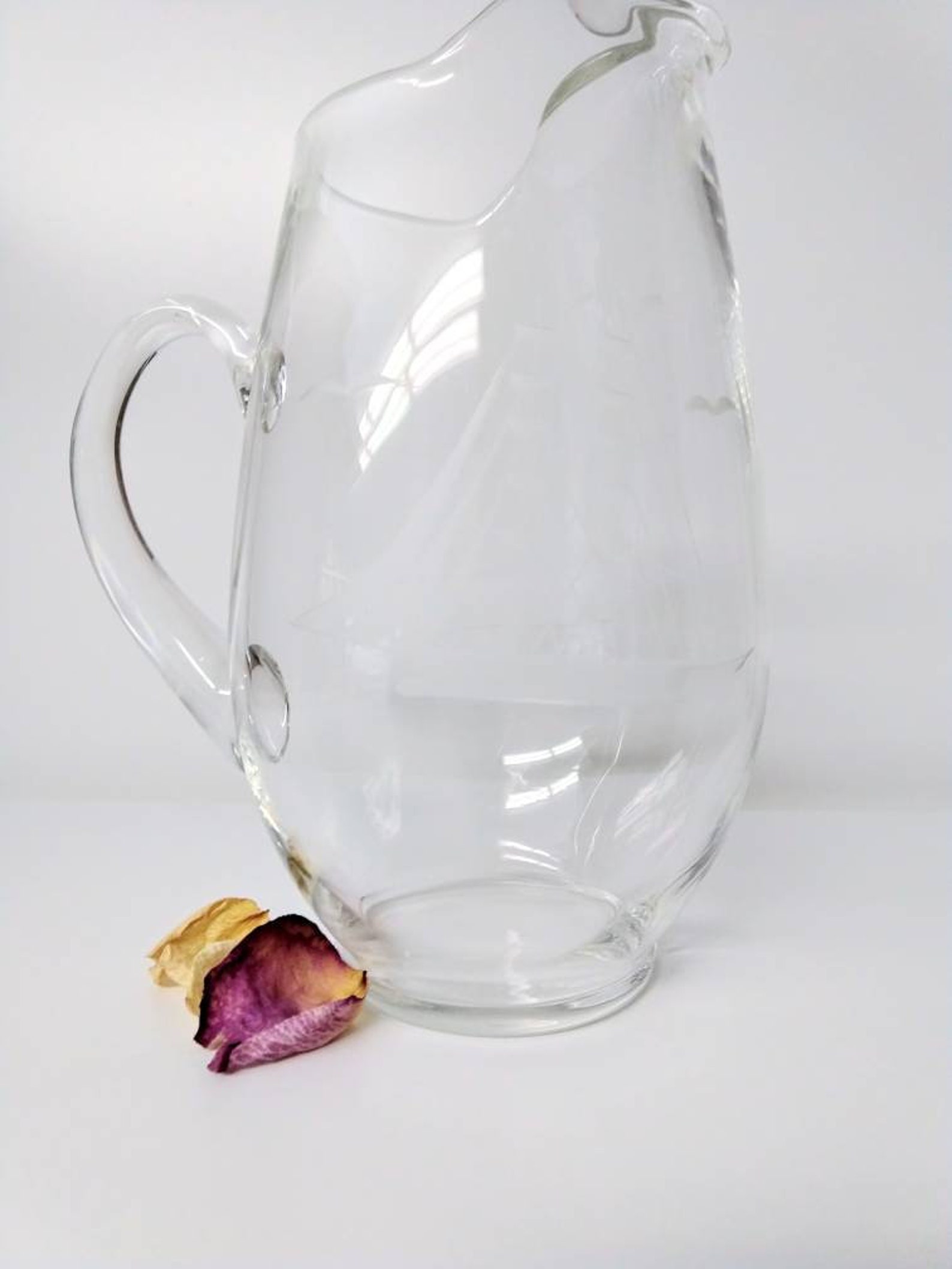 Etched Glass Ship Pitcher Nautical Glass Pitcher Large - Etsy