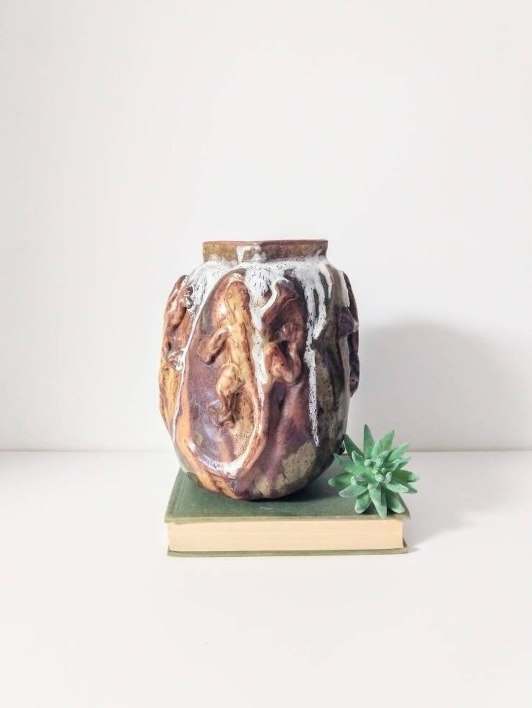 Sculptural Lizard Vase - Brutalist Naive Art Pottery Vase - Handmade ...