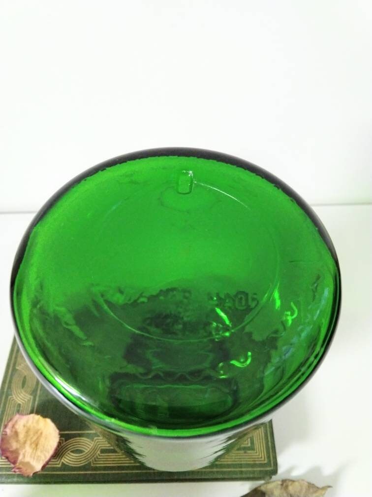 Vintage Green Glass Bubble Lid Apothecary Jar Emerald Glass - Etsy