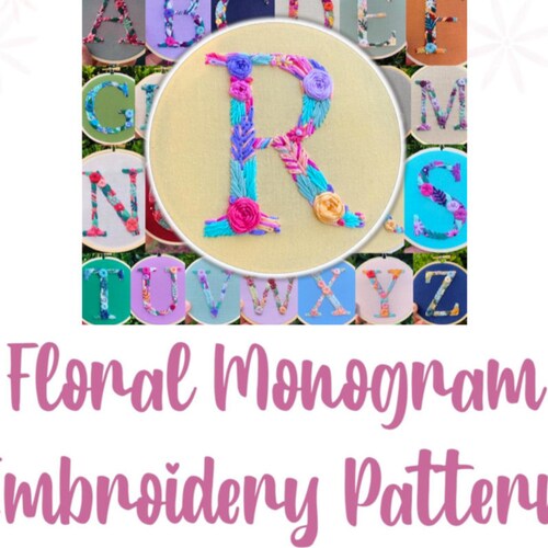 Letter R Botanical Embroidery Design Floral Monogram PDF - Etsy