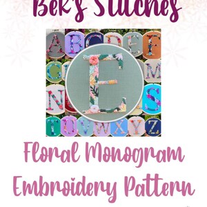 PDF Pattern - Letter E Floral Monogram, Embroidery Pattern, Alphabet ...