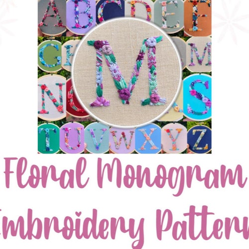 PDF Pattern Letter M Floral Monogram Embroidery Pattern - Etsy