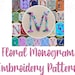 PDF Pattern - Letter M Floral Monogram, Embroidery Pattern, Alphabet ...