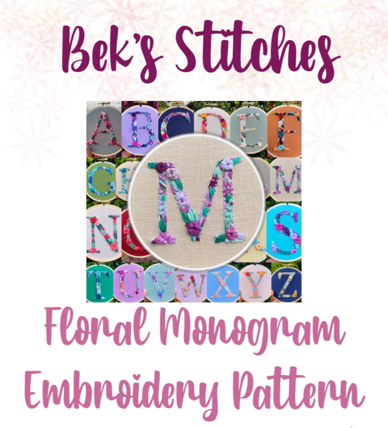 PDF Pattern Letter M Floral Monogram Embroidery Pattern | Etsy