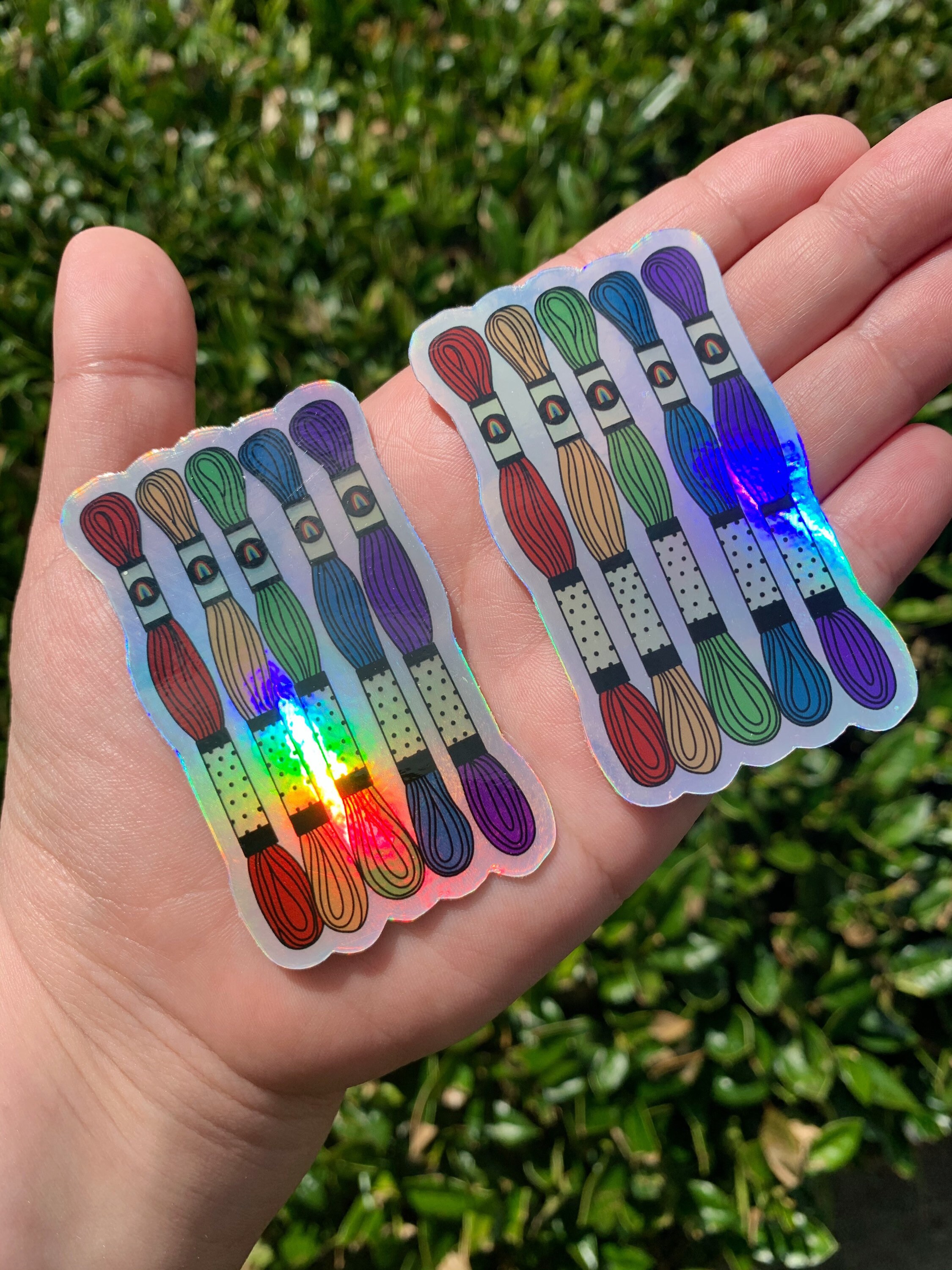 Holographic Rainbow Floss Skein Sticker, Embroidery Floss, Thread ...