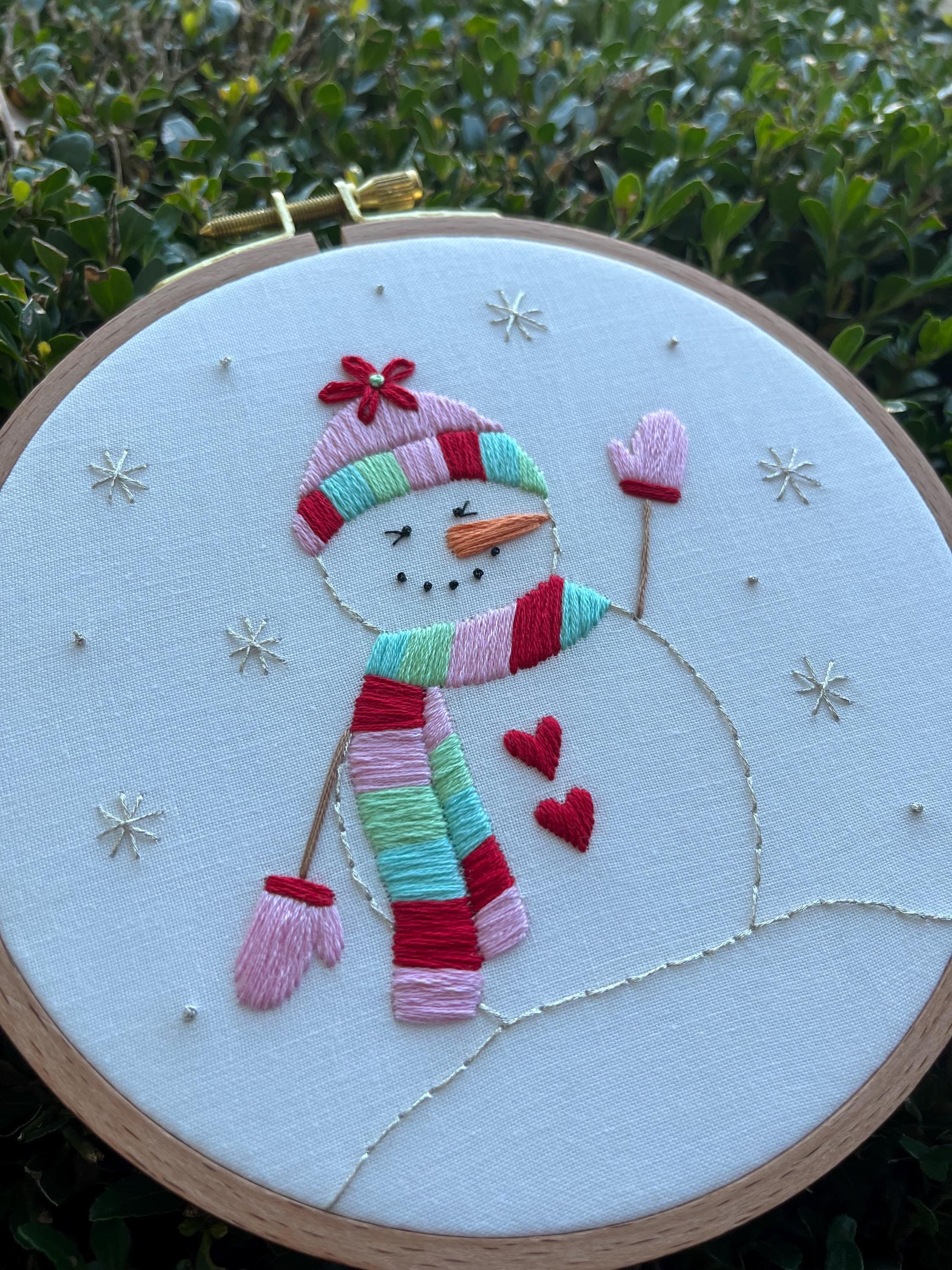 PDF Pattern - Sweet Snow Lady, Christmas Snowman Embroidery, Beginner ...