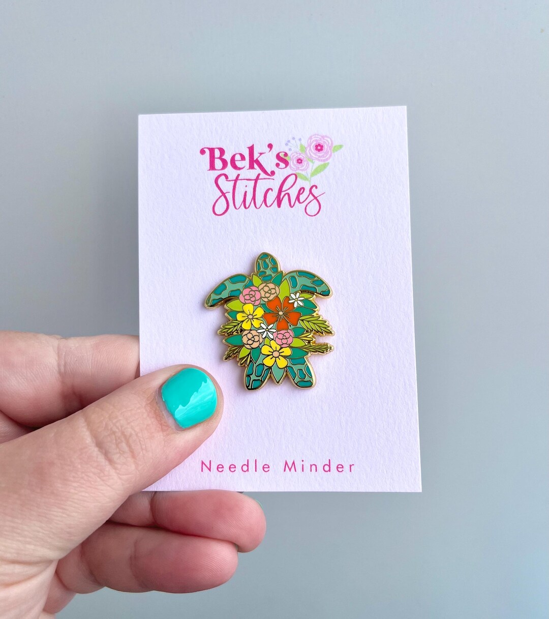 Enamel Floral Sea Turtle Needle Minder, Needle Magnet, Embroidery ...