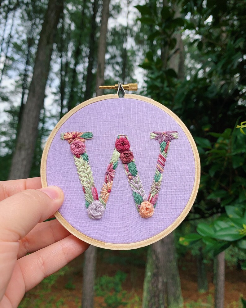 PDF Pattern - Letter W Floral Monogram, Embroidery Pattern, Alphabet ...