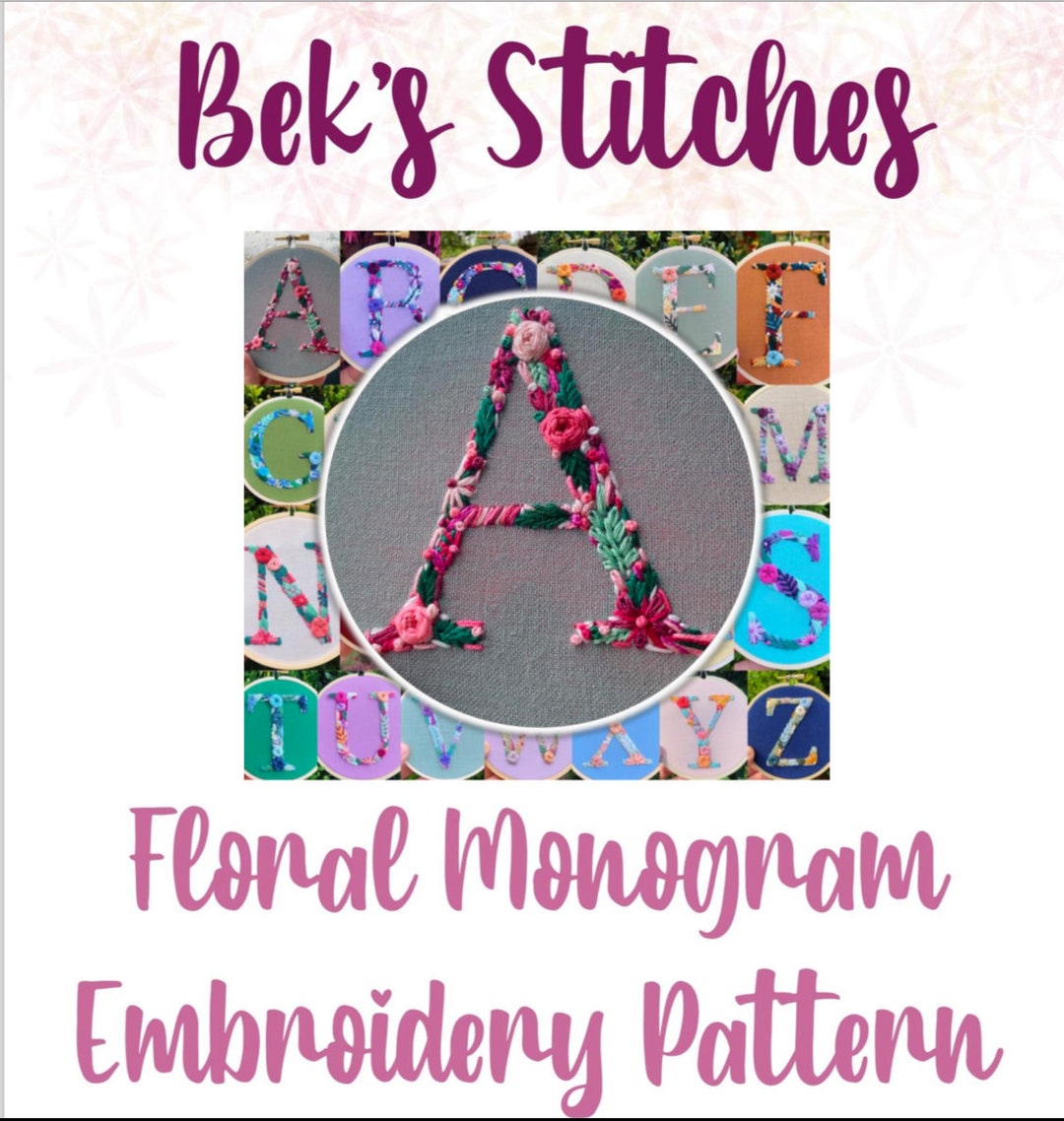 PDF Pattern - Letter A Floral Monogram, Embroidery Pattern, Alphabet ...