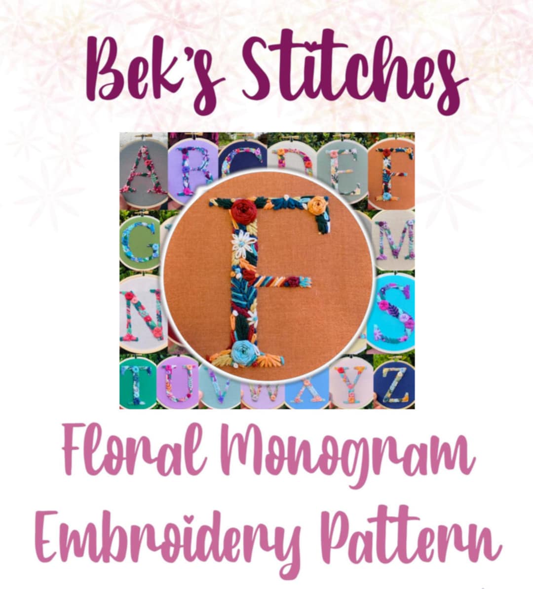 PDF Pattern - Letter F Floral Monogram, Embroidery Pattern, Alphabet ...