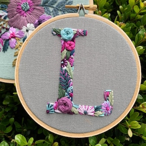 PDF Pattern - Letter L Floral Monogram, Embroidery Pattern, Alphabet ...