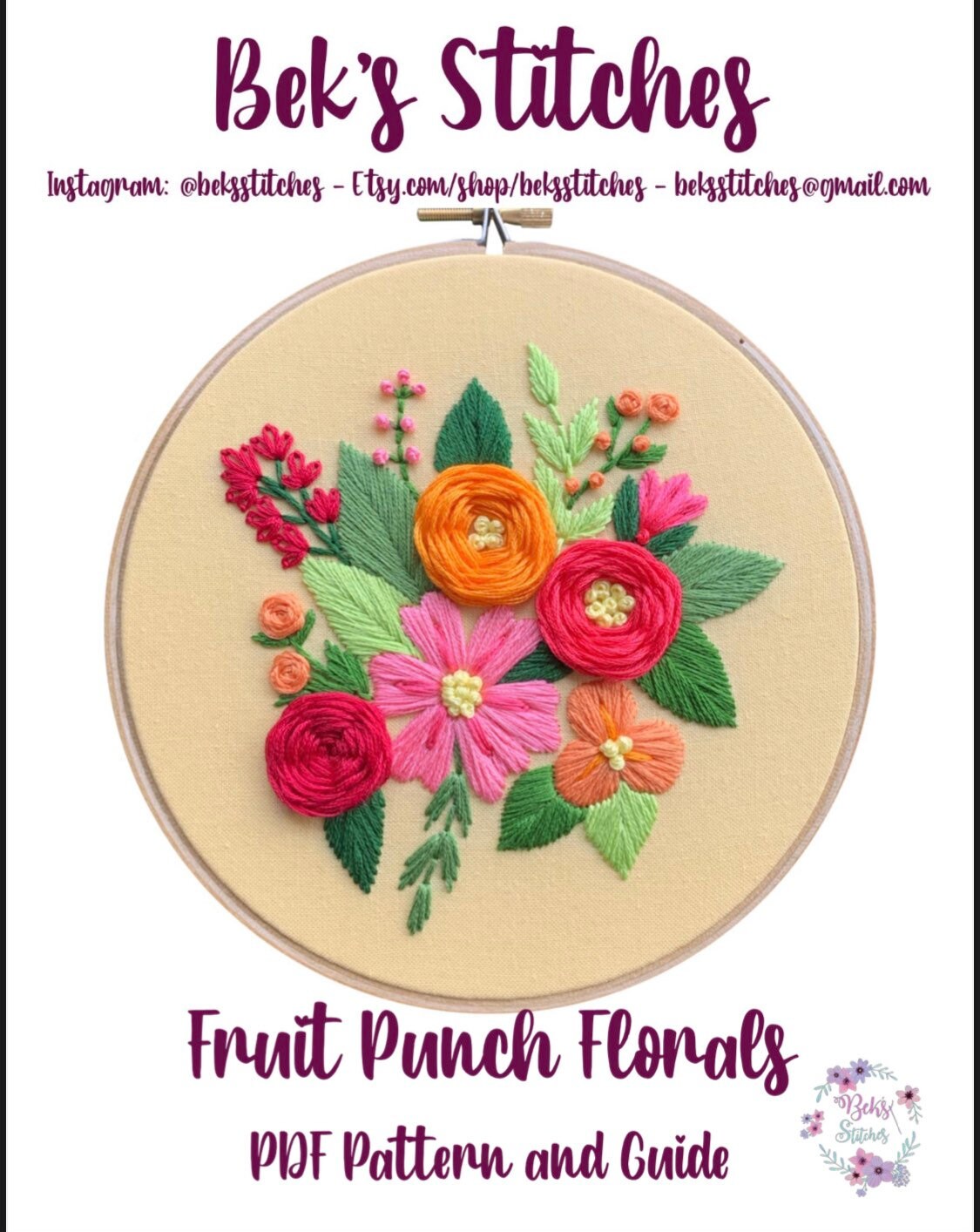 PDF Pattern Fruit Punch Florals Intermediate Embroidery - Etsy