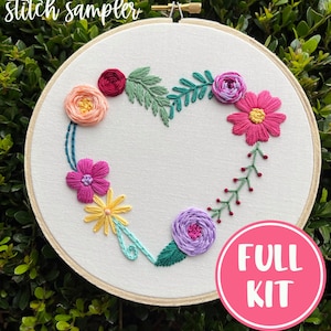 FULL KIT - Beginner's Heart Stitch Sampler/stitch Along Kit - DIY ...