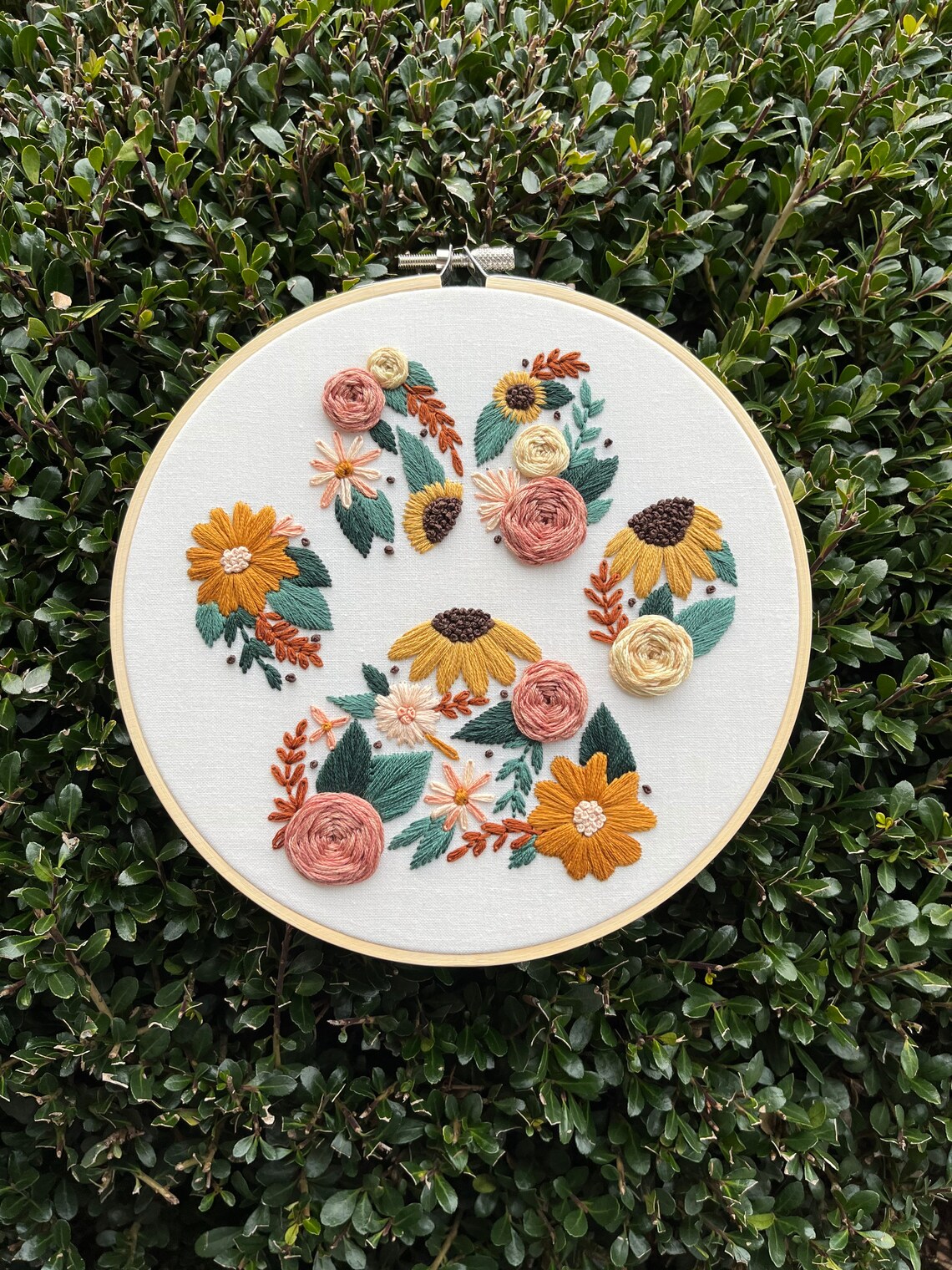 PDF Pattern furry Friend Florals Floral Paw Print Embroidery - Etsy