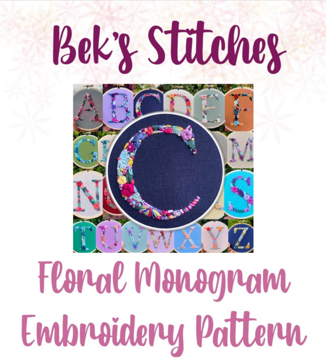 PDF Pattern - Letter C Floral Monogram, Embroidery Pattern, Alphabet ...