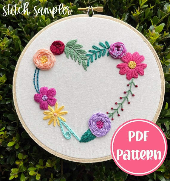 PDF Pattern Beginners Heart Stitch Sampler and Along - Etsy