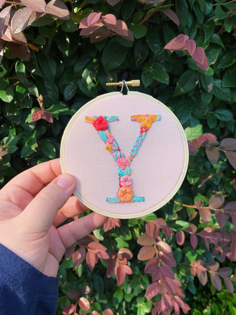PDF Pattern Letter Y Floral Monogram Embroidery Pattern - Etsy