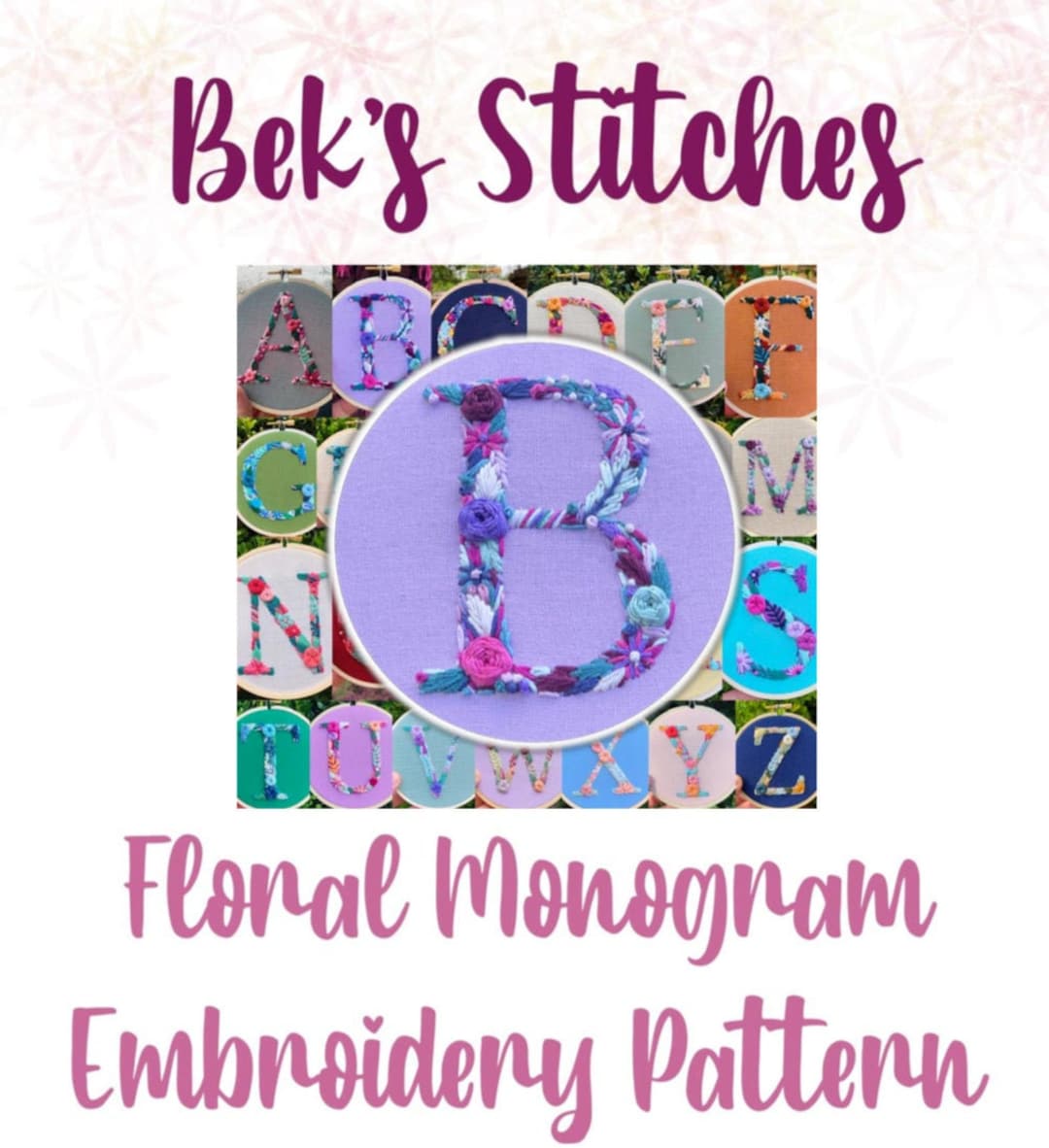 PDF Pattern - Letter B Floral Monogram, Embroidery Pattern, Alphabet ...
