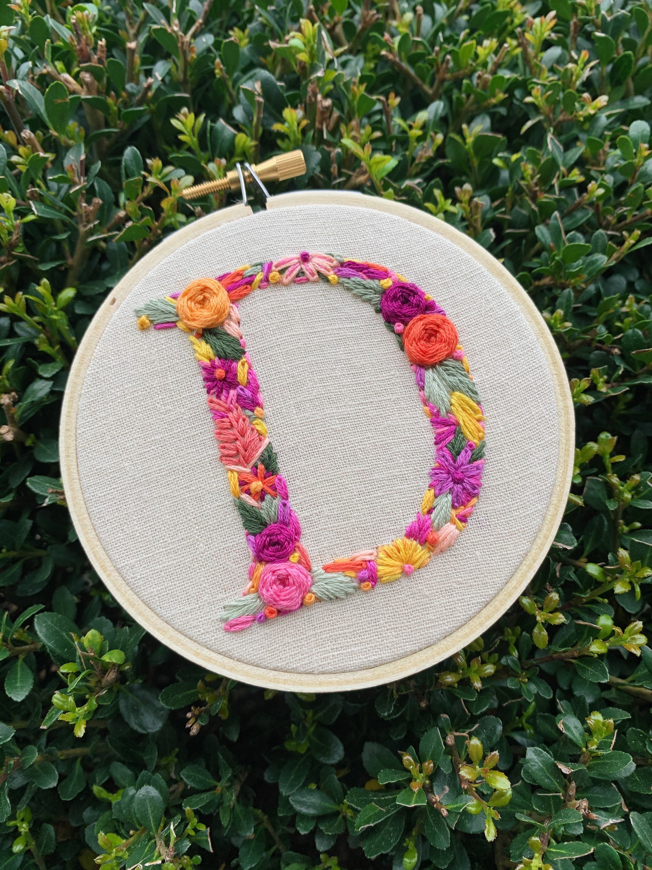PDF Pattern Letter D Floral Monogram Embroidery Pattern - Etsy
