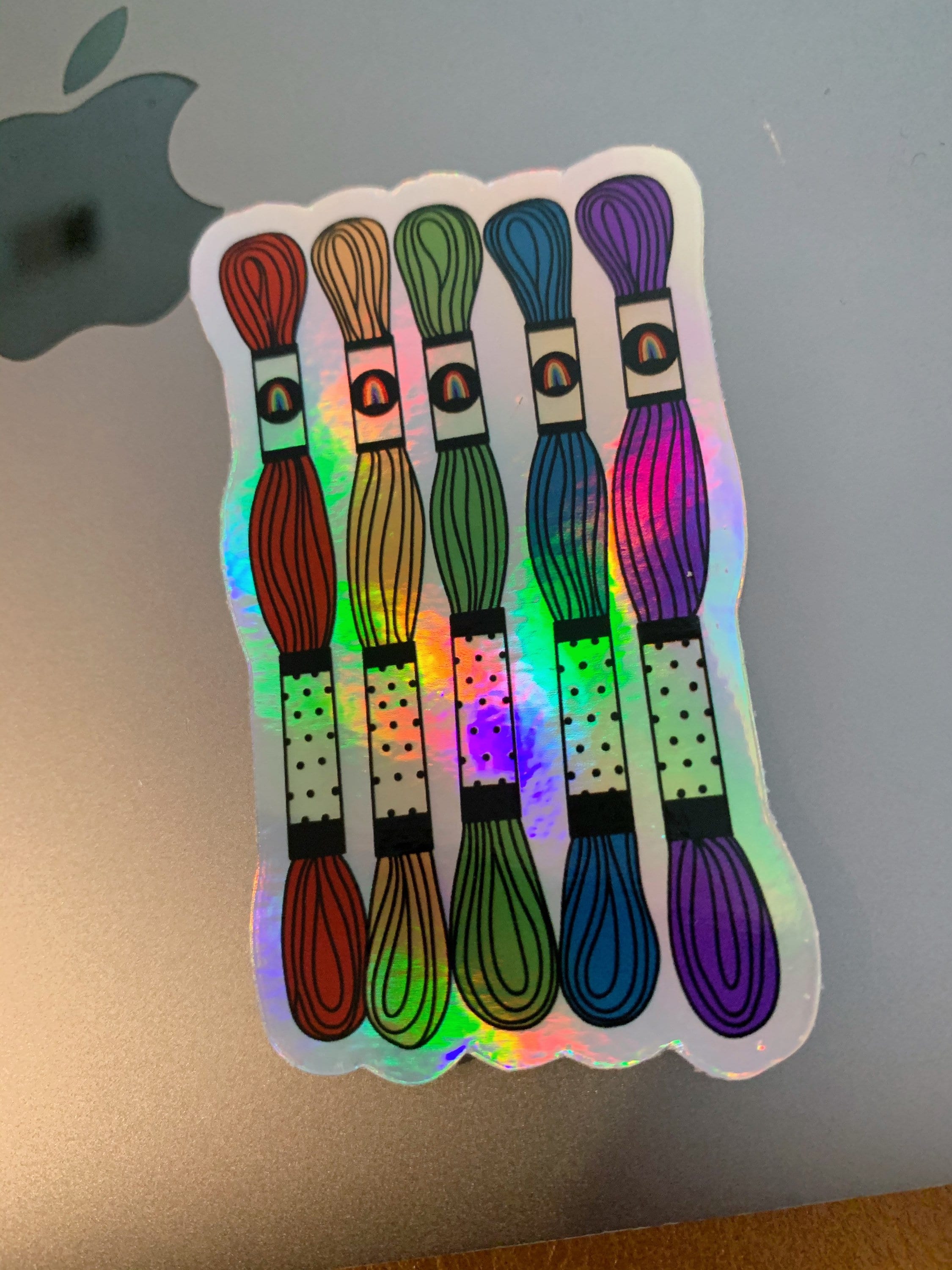 Holographic Rainbow Floss Skein Sticker, Embroidery Floss, Thread ...