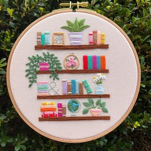 PDF Pattern - Botanical Bookshelves, Bookish Hand Embroidery Pattern ...