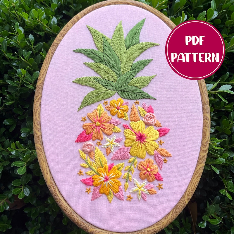 Pineapple Embroidery - Etsy
