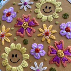 PDF Pattern - Groovy Florals, Intermediate Embroidery, Embroidery ...