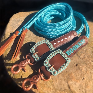 Customizable Leather and Rope Split Reins - Etsy