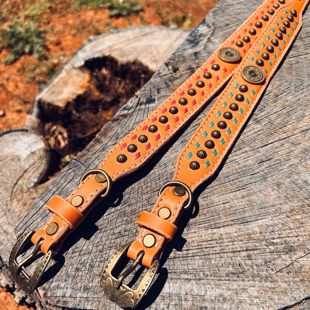 Brass Buckstitched Shotgun Shell Dog Collars Handmade Leatherwork - Etsy