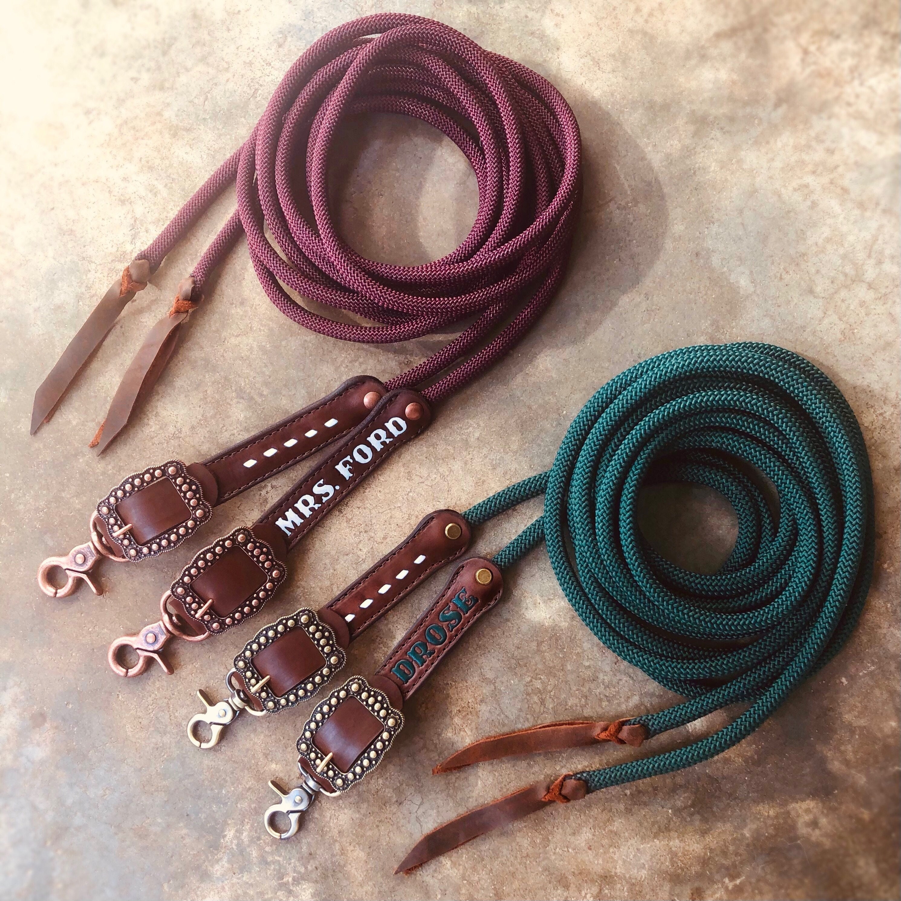 Customizable Leather and Rope Split Reins - Etsy
