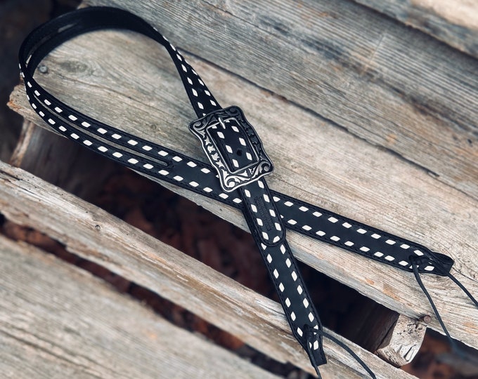 Beautiful Embossed Hand Painted Headstall, Single Ear, 1 Inch Wide ...