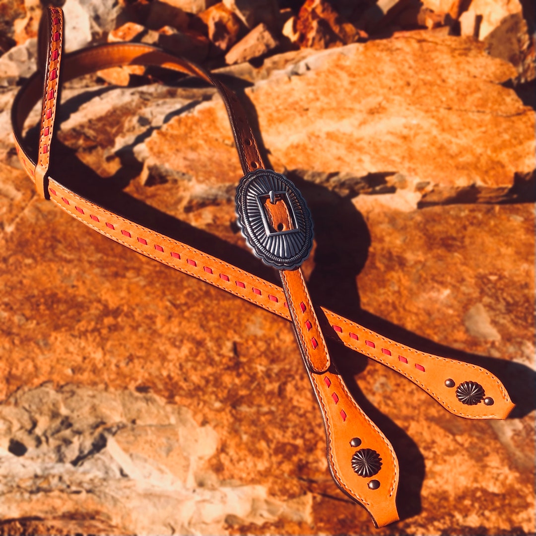 Pink Buckstitch Sliding Ear Headstall Fancy Buckle Handmade Leatherwork ...