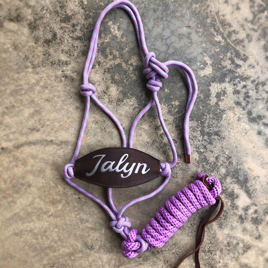Custom Rope Halter With Lead Leather Bronc Noseband Hand | Etsy