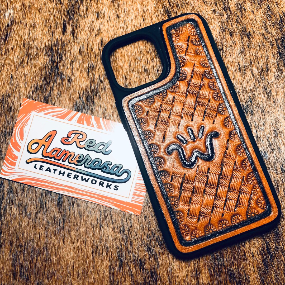 Custom Tooled Leather Brand Phone Case - Etsy